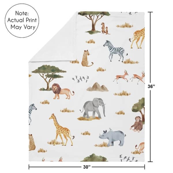 Jungle Animals Baby Receiving Security Swaddle Blanket Green Grey Black ...