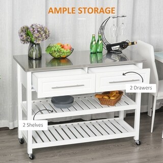 Portable Kitchen Island Cart Open Kitchen Bakers Rack with Drawers ...