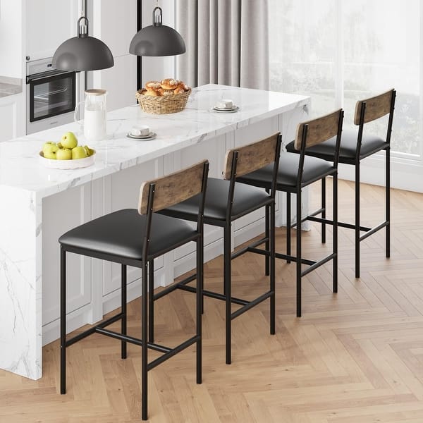 Bar Stools Set of 4, Kitchen Bar Stools with Footrest - Bed Bath ...