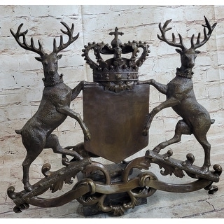Two Stags Coat Of Arms Bronze Metal Wall Plaque Original Handmade ...