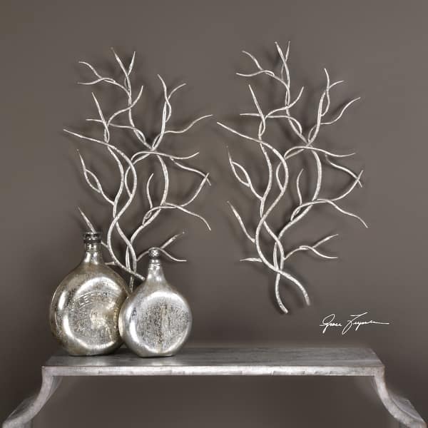 Uttermost Silver Branches 20 1/2 Inch x 36 5/8 Inch Botanical Wall ...