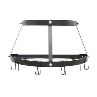 Modern Wall Mounted Enameled Double Shelf Pot Rack in Black - Bed Bath ...