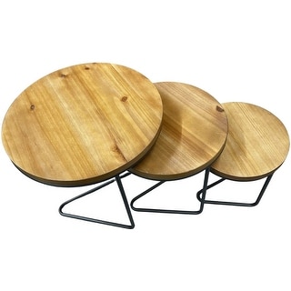 Set of 3 Round Wooden Wire Display Risers with Wood Tops - 10" Tall ...