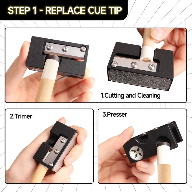 GSE™ 8-in-1 Pool Cue Tip Tool, Billiard Cue Tip Repair Tool Scuffer ...