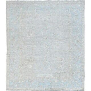 Shahbanu Rugs Sky Gray and Pale Blue Soft to The Touch Pure Wool Hand ...