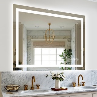 55x36 Inch Frameless LED Bathroom Mirror,Smart Mirror - White - Bed ...