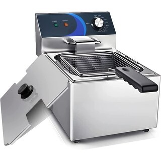 Electric Deep Fryer, Stainless Steel Deep Fryer with Basket & Lid ...