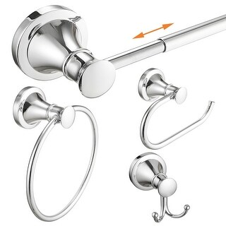 Chrome 4-Piece Bathroom Bath Set, Wall Mount Bathroom Hardware Fixture ...
