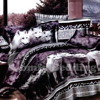 Queen Wolves Bedding Set Duvet Cover Set White Comforter - Bed Bath ...