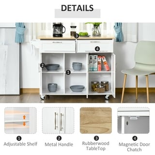 White Kitchen Island Cart Buffet Tables Sideboards Tableware Cabinet ...