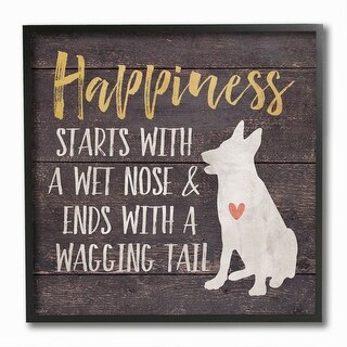 Stupell Happiness Starts with a Wet Nose Dog Humor Pet Owner Framed ...