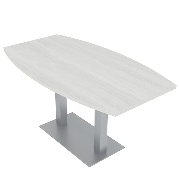 3X5 Boat Shaped Conference Table With Metal Base And Electrical Module ...