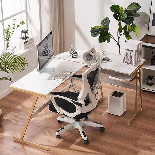 Reversible Gaming Desk Corner Desk Modern L-Shaped White - Bed Bath ...