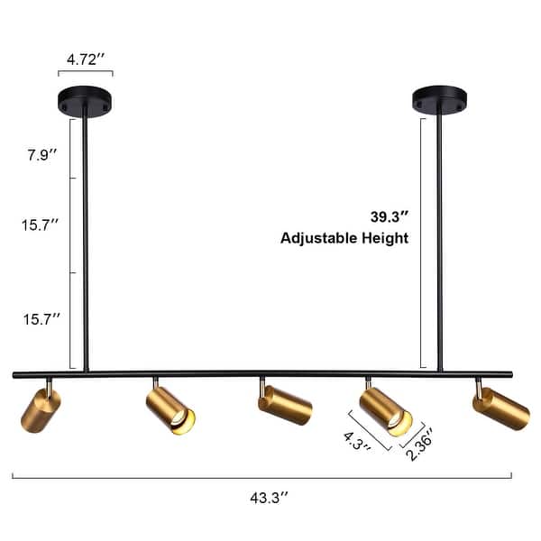 5-Light Modern Industrial Spotlight Adjustable Linear Ceiling Track ...