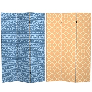 6 ft. Tall Double Sided Mediterranean Patterns Canvas Room Divider ...