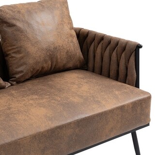 Modern Single Leisure Sofa with Suede Upholstered & Tufted Arm, Coffee ...