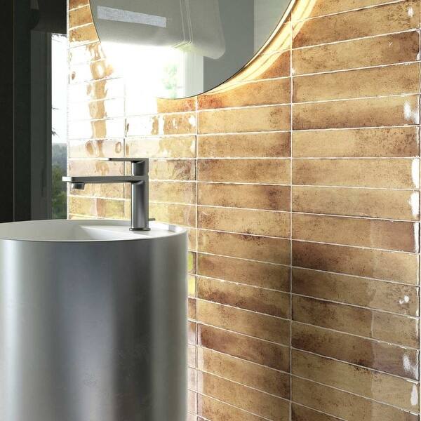 The Tile Life Ibiza 2x10 Terracotta Glossy Ceramic Wall Tile - Bed Bath ...