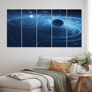 Designart "Blue Solar System Magnetic Galaxy" Space Multipanel Wall Art ...