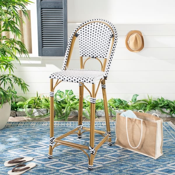 SAFAVIEH Outdoor Zaid 30-inch Stacking Bar Stool (Fully Assembled) - 18 ...