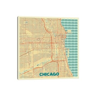 iCanvas "Chicago Retro Urban Blueprint Map" by Hubert Roguski Canvas ...