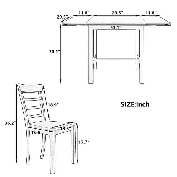5-Piece Wood Square Drop Leaf Breakfast Nook Extendable Dining Table ...