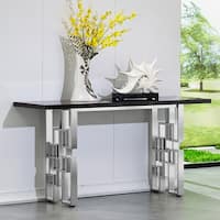 Modern Console Table 55 inch Sofa Table with High Gloss Top and ...