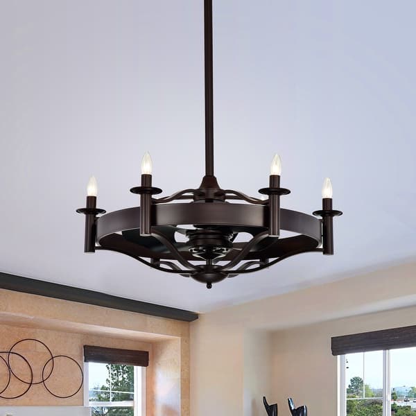 Jule Contemporary Candelabra 32-Inch 3 Blade Lighted Ceiling Fan - On ...