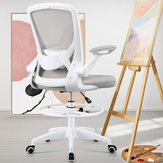 Ergonomic Standing Desk Chair with Flip-up Armrests, Mid-Back Computer ...