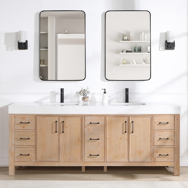 Leon 84 in. Double Bathroom Vanity with Composite Stone Top Bed Bath Beyond 37633105