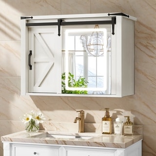 Moasis Bathroom Medicine Cabinet Wall Mounted Storage Organizer with Mirror and Sliding Barn Door Bed Bath Beyond 40416236