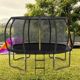 Black Outdoor Big Trampoline With Safety Enclosure Net for Kids - Bed ...