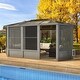 Erommy Outdoor Solarium Sunroom, Patio Hardtop Gazebo, Aluminum Frame ...
