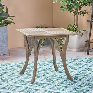 Outdoor acacia wood square dining table, gray - Bed Bath & Beyond ...