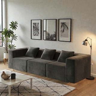 Modular Sectional Couch with Deep Seat, Plush Corduroy Upholstery and ...