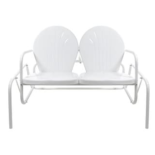 48.25" Outdoor Retro 2-Person Metal Tulip Double Glider Patio Chair ...