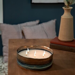 10" 6 Wick Low Bowl,citronella Cndle,metallic 67oz 4.0"H - 10.0" x 10.0 ...