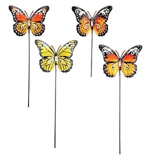 Yellow & Orange Butterfly Garden Stakes - Set of 4 - NO SIZE - Bed Bath ...