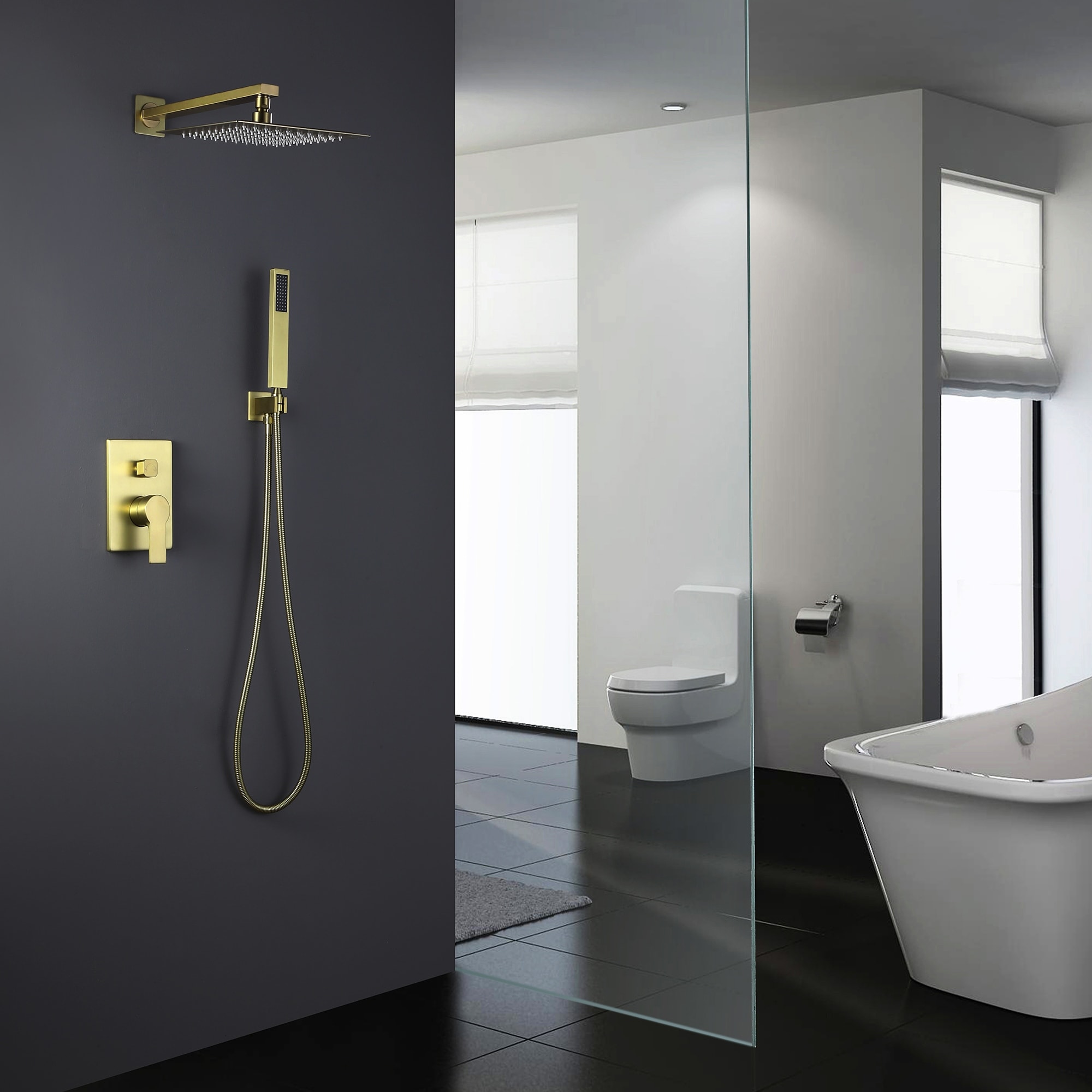 Square Double Handle Dual Function Concealed Bathroom Shower Set - Bed ...