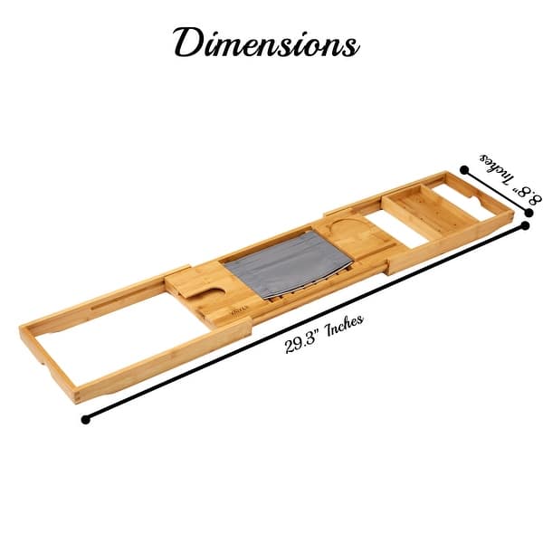 Vaiyer Bamboo Bathtub Caddy Wooden Bath Tray Table w/ Extending Sides ...