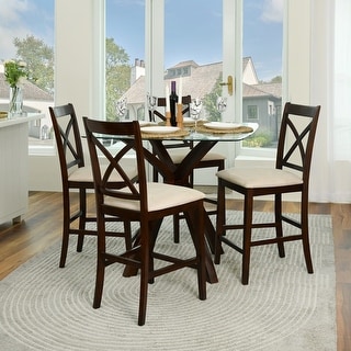 Homy Casa Traditional Solid Wood Counter High Dining Table Set for 4 ...