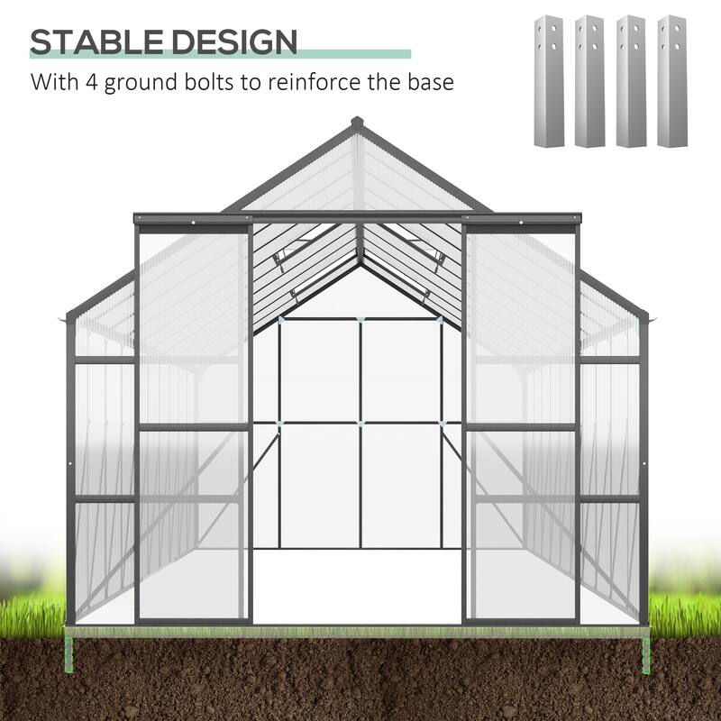 Outsunny 20' x 8' Aluminum Greenhouse Polycarbonate Walk-in Garden ...