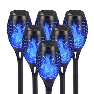 6 Pack Mini Solar Torches Lights with Flickering Flame Outdoor ...