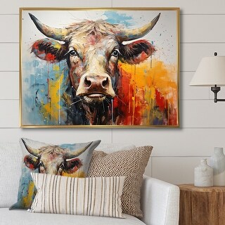 Designart "Cow Majestic Bovine Collage II" Animals Framed Canvas Wall ...