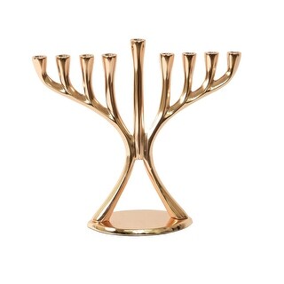 9" Copper Brown Shiny Contemporary Hanukkah Menorah - Bed Bath & Beyond ...