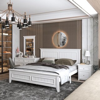 Modern Country Inspired Solid Wood Bed, King Size Bed Frame, Timeless ...