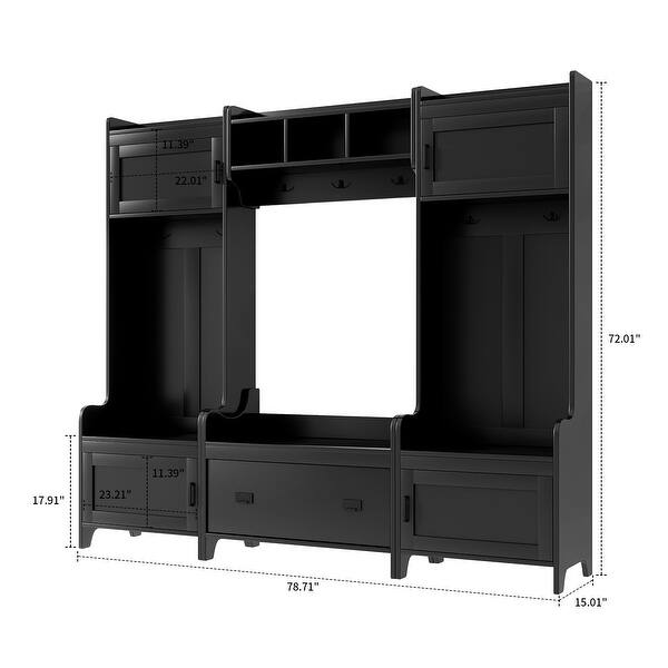 Multi-Functional Freestanding Wooden 4-in-1 Modular Hall Tree - Bed ...