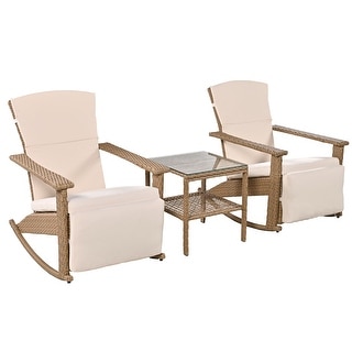 Adjustable Outdoor Wicker Double Rocking Chair with Coffee Table - Bed ...