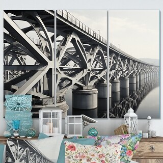 Designart "Grey Bridge Monochromatic Crossing Graphite I" Architecture ...