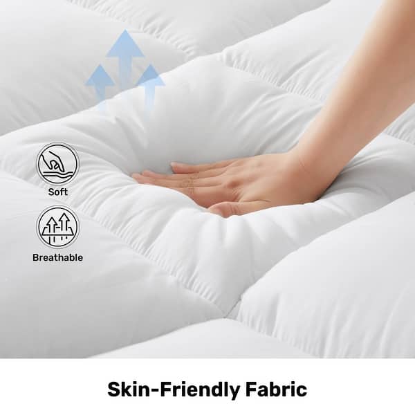 3"& 4" Ultra Thickness Fitted Down Alternative Fiber Mattress Topper ...