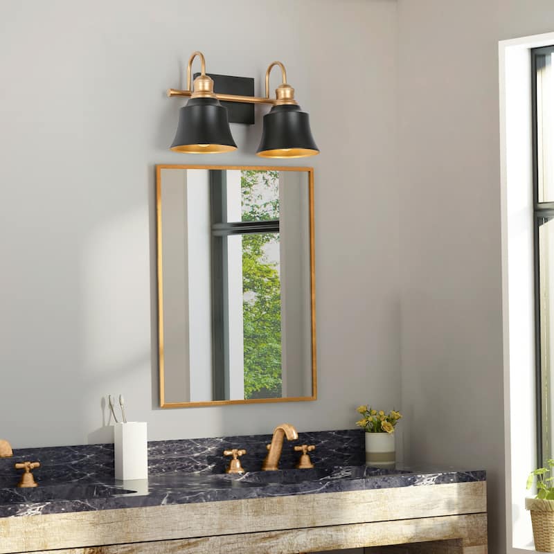 Modern Contemporary Black 2-light LED Bathroom Vanity Lights Linear ...